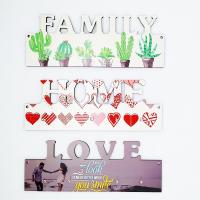 China Modern Single Sided Sublimation Wood Blanks LOVE HOME FAMILY Wooden Key Hooks For Wall And Door for sale