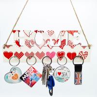 China Modern Single Sided Sublimation Wood Blanks LOVE HOME FAMILY Wooden Key Hooks For Wall And Door for sale