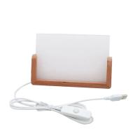 China U Shaped Acrylic Sublimation Led Photo Frame With Wooden Base Photo Printing Picture Frame Blanks for sale