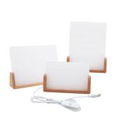 China U Shaped Acrylic Sublimation Led Photo Frame With Wooden Base Photo Printing Picture Frame Blanks for sale