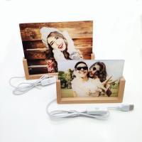 China U Shaped Acrylic Sublimation Led Photo Frame With Wooden Base Photo Printing Picture Frame Blanks for sale