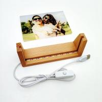 China U Shaped Acrylic Sublimation Led Photo Frame With Wooden Base Photo Printing Picture Frame Blanks for sale