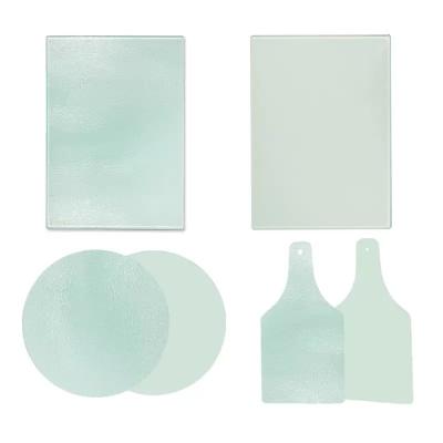 China Various Shape Sublimation Glass Chopping Board Heat Resistance Sublimation Glass Cutting Board Blanks for sale
