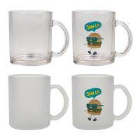 China Coated Clear And Frosted Sublimation Glass Mug 11oz Smooth Finish for sale