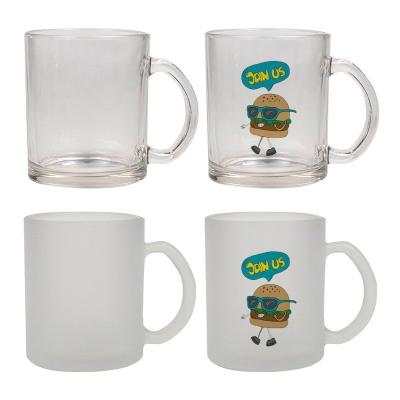 China Coated Clear And Frosted Sublimation Glass Mug 11oz Smooth Finish for sale
