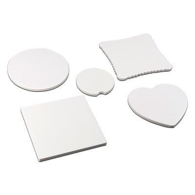 China Non Slip Sublimation Ceramic Coaster Blanks With Cork Back 10cm And 10.8cm Size for sale