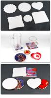 China Non Slip Sublimation Ceramic Coaster Blanks With Cork Back 10cm And 10.8cm Size for sale