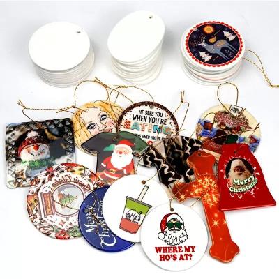 China 3 Inch Round Ceramic Sublimation Christmas Ornaments For Heat Transfer Printing for sale
