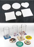 China Blank Coated Round Shape Sublimation Ceramic Coaster With Cork Back for sale