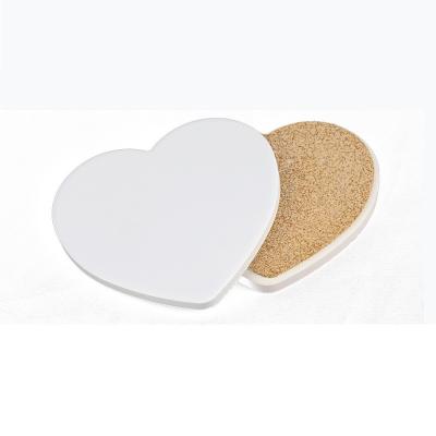 China Printable Heart Shape Sublimation Ceramic Coaster Blanks Personalized Ceramic Coasters for sale