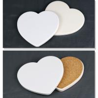 China Printable Heart Shape Sublimation Ceramic Coaster Blanks Personalized Ceramic Coasters for sale