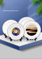 China Coated White Sublimation Ceramic Plates With Gold Trim Blanks for sale