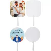 China DIY Double-Sided Printed PET Plastic Sublimation Advertising Fan Promotional Gift Custom Hand Fans for sale
