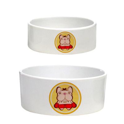 China 5'' 6'' Coated Ceramic Sublimation Dog Bowl Blanks Sublimation Pet Bowls for sale