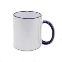 China Custom Blank Sublimation Ceramic Mug Rim Colored 11oz Sturdy  Design for sale