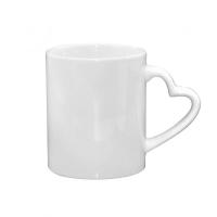 China 11oz Sublimation Ceramic Blanks Sublimation Blank Coffee Mugs With Heart Handle for sale