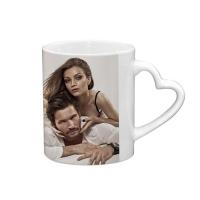 China 11oz Sublimation Ceramic Blanks Sublimation Blank Coffee Mugs With Heart Handle for sale