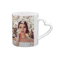 China 11oz Sublimation Ceramic Blanks Sublimation Blank Coffee Mugs With Heart Handle for sale