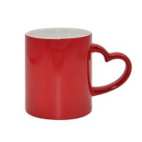 China 11oz Ceramic Mug Sublimation Color Changing Mug With Heart Handle For Sublimation Printing for sale