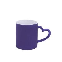 China 11oz Ceramic Mug Sublimation Color Changing Mug With Heart Handle For Sublimation Printing for sale