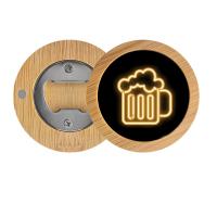 China Personalized Round Bamboo Wooden Bottle Opener Fridge Magnet Sublimation Blank Bottle Openers for sale