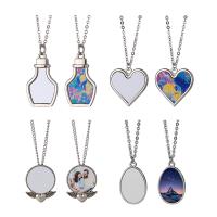 China Oval Shape Sublimation Photo Necklace With Aluminum Insert Custom Photo Printing Sublimation Metal Necklace for sale