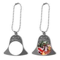 China Sublimation Christmas Blanks Metal Jingle Bell Christmas Tree Hanging Ornament for sale