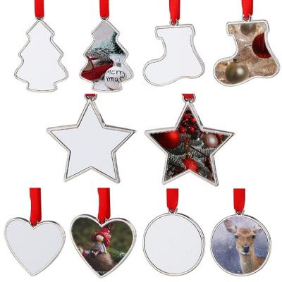 China Blank Metal Sublimation Christmas Ornament Christmas Tree Hanging Decorations for sale