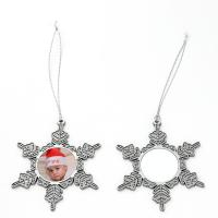 China Custom Christmas Tree Ornaments Sublimation Christmas Blanks Metal Snowflake Ornament for sale