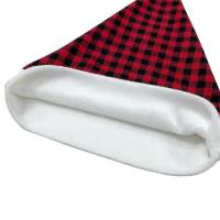 China Xmas Sublimation Blank Hats Christmas Festival Party Decoration Short Plush Buffalo Plaid Sublimation Santa Hat for sale
