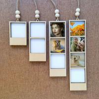 China Sublimation Custom Wood Picture Frames Car Charm DIY Family Photo Display Frame Sublimation Blank Photo Frame Hanging Gift for sale