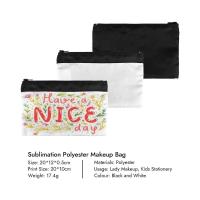 China Polyester Blank Sublimation Cosmetic Bags Lipstick Mirror Pencil Pouch Sublimation Makeup Bag Blanks for sale