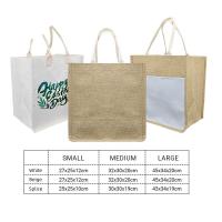 China Custom Linen Sublimation Tote Bag Blanks With Front Pocket Diy Custom Jute Shopping Bag Sublimation Printing Tote Bags for sale