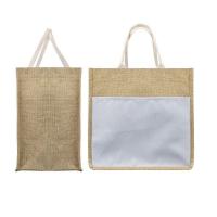 China Custom Linen Sublimation Tote Bag Blanks With Front Pocket Diy Custom Jute Shopping Bag Sublimation Printing Tote Bags for sale