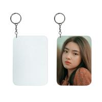 China Custom Double Sided Blank Sublimation Plastic Keychain Diy Sublimation Key Chain for sale