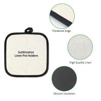China Customized Linen Sublimation Pot Holder With Rubber Back Heat Resistant Placemat 8 Inch for sale