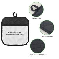 China Black Linen Blank Sublimation Pot Holders With Pocket Custom Pot Holder Pads for sale