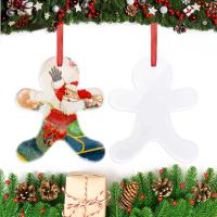 China Christmas Gingerbread Man Xmas Tree Hanging Decoration Blanks Glass Sublimation Christmas Ornament for sale
