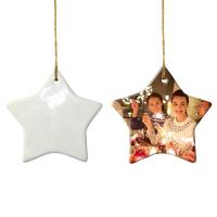 China Personalized Christmas Ornaments With Photo Different Shapes Ceramic Sublimation Ornaments for sale