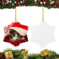 China Blanks Clear Xmas Tree Hanging Ornament Decorations Glass Sublimation Christmas Ornaments for sale
