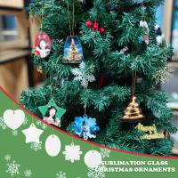 China Blanks Clear Xmas Tree Hanging Ornament Decorations Glass Sublimation Christmas Ornaments for sale