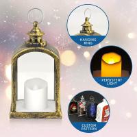 China Custom Blanks Christmas Lantern Hanging Led Garden Decorative Storm Light Sublimation Lanterns for sale