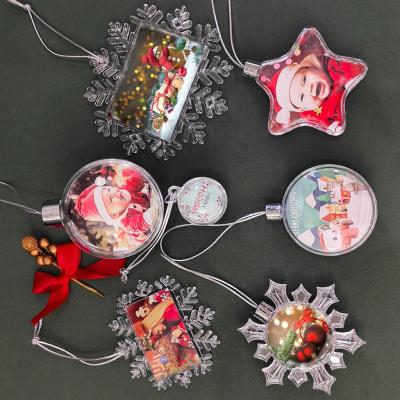 China Sublimation Blank Christmas Ornament High Transparent Plastic Snowflake Ball Sublimation Christmas Ornaments for sale