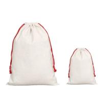 China Custom Logo Linen Sublimation Drawstring Bag Santa Sacks Sublimation Blank Christmas Gift Bags for sale