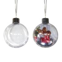 China High Clear Plastic 9cm Large Blank Round Sublimation Christmas Ball Hanging Ornament for sale