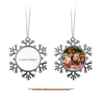 China Sublimation Blank Christmas Ornaments Metal Snowflake Christmas Custom Christmas Tree Ornaments for sale