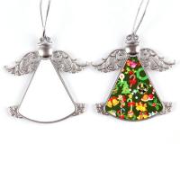 China Personalised Photo Christmas Decorations Sublimation Blank Zinc Alloy Christmas Ornaments Angel Wing for sale