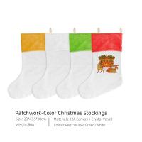 China Blank Patchwork Color Sublimation Christmas Stockings For Christmas Eve And Holiday Ornaments for sale