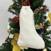 China Sublimation Christmas Decorations White Linen Christmas Stocking Sublimation Blanks for sale