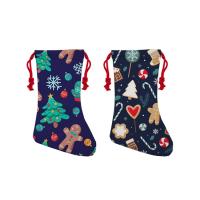 China Heavy Thick 380gsm Linen Sublimation Christmas Stockings With Red Cotton Cords Children Promotional Party Supplies for sale